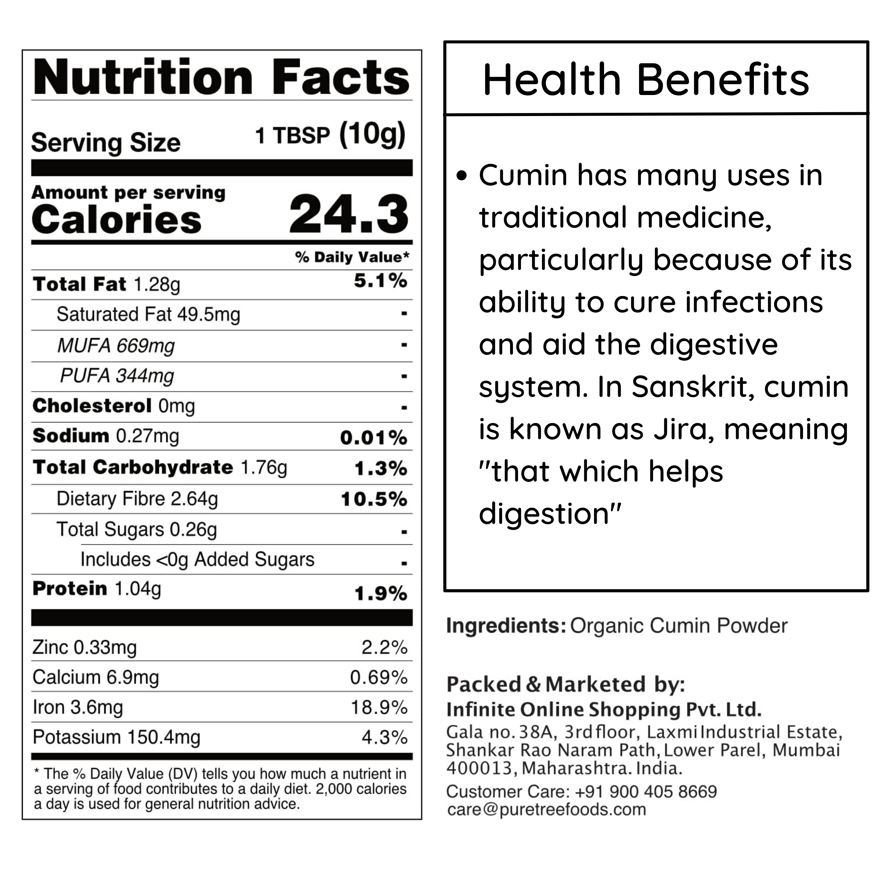 Certified Organic Cumin Powder | Jeera Powder | Ground Zeera – Puretree ...