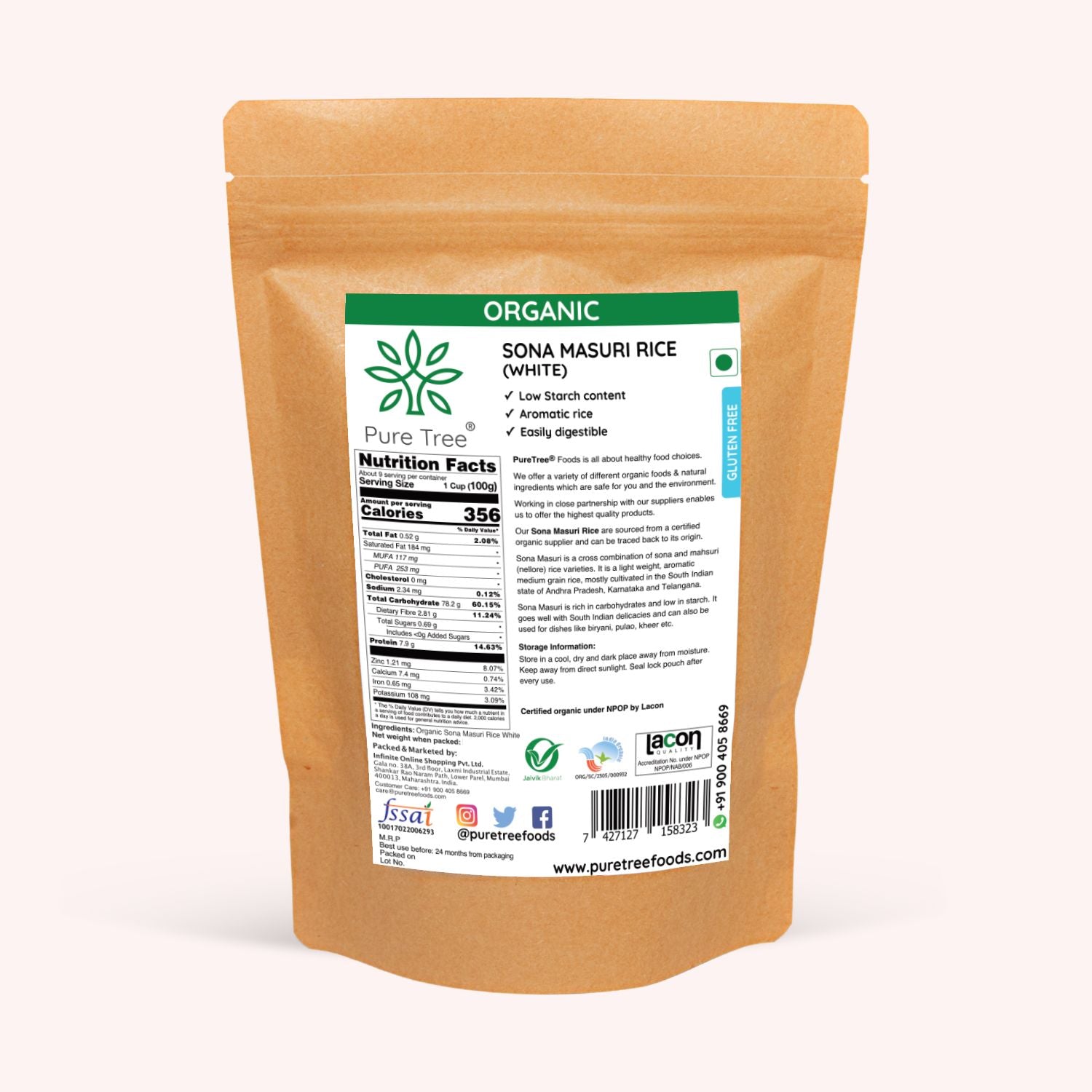 Certified Organic Sona Masoori Rice White – Puretree Foods