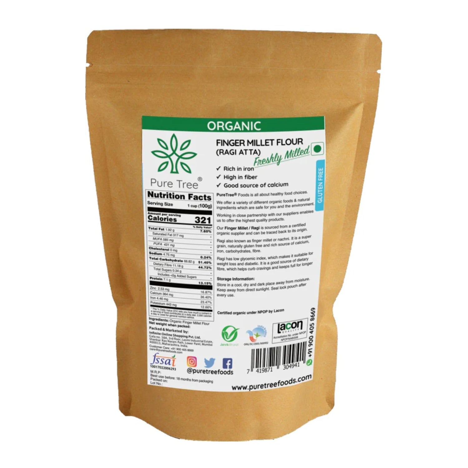 Certified Organic Finger Millet | Ragi Flour | Freshly Milled ...